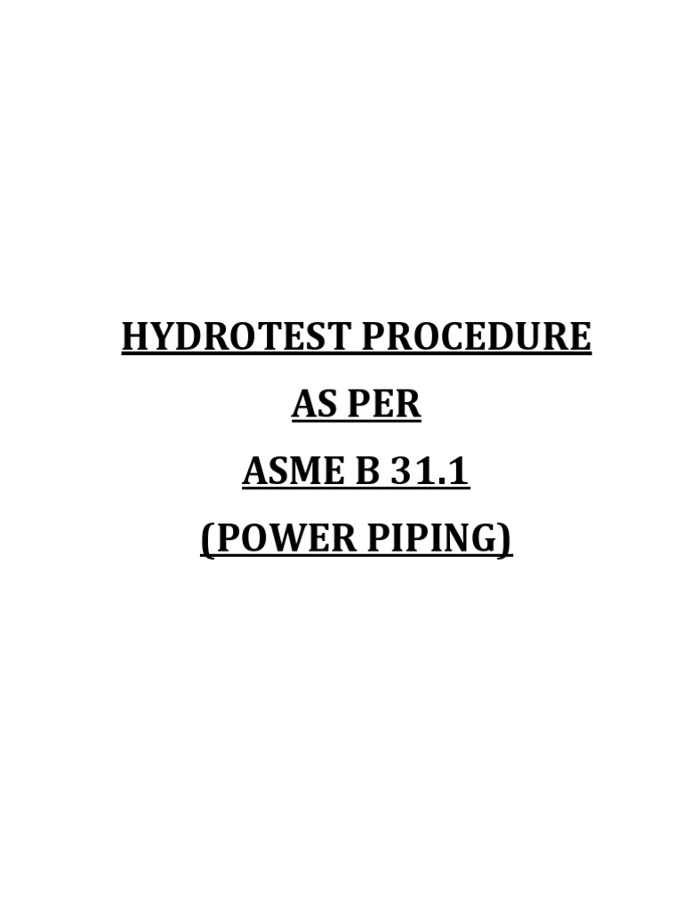 Hydrotest Procedure | Leak | Valve