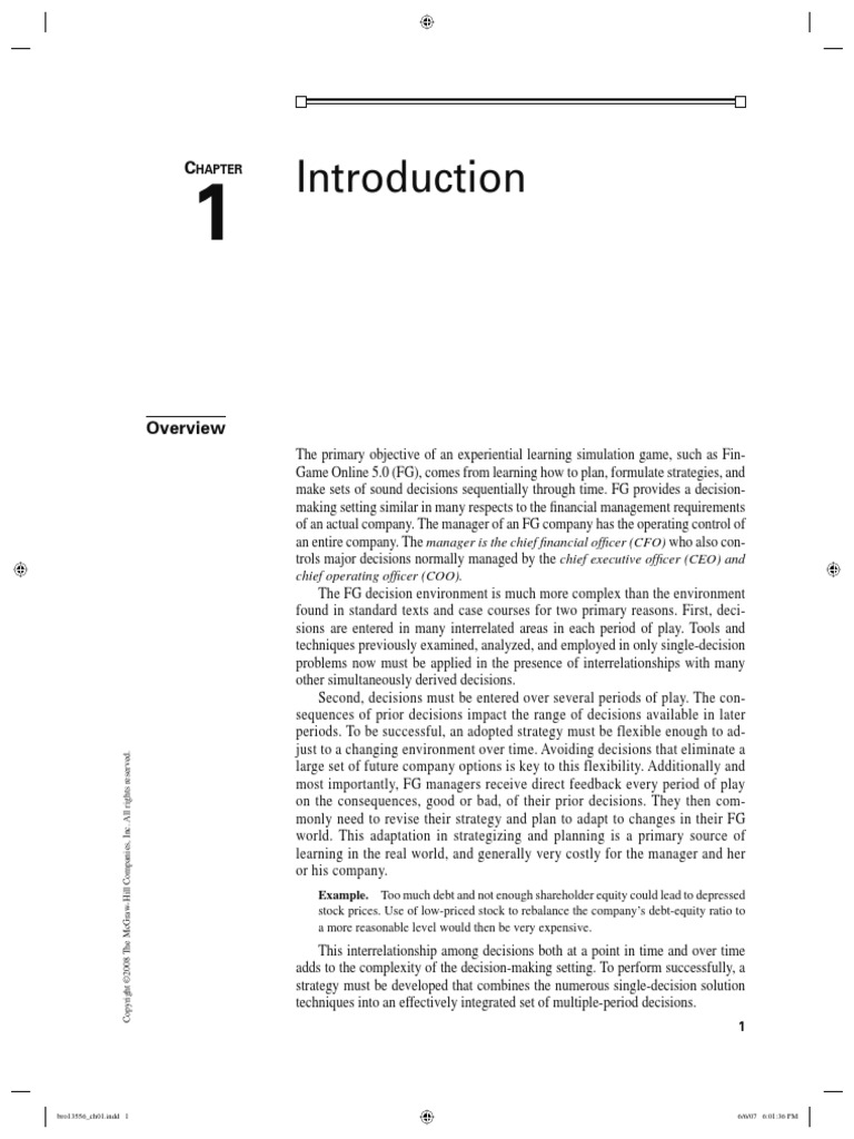 FinGame 5.0 Participants Ch01 | PDF | Decision Making | Capital Budgeting