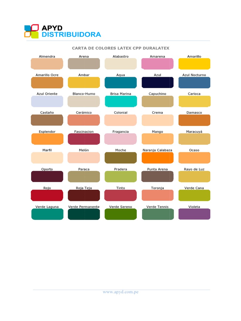 Carta de Colores CPP Duralatex | PDF | Ligero | Arco iris