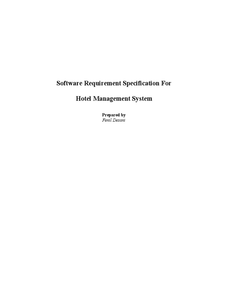 SRS For Hotel Management System | PDF | Specification (Technical ...