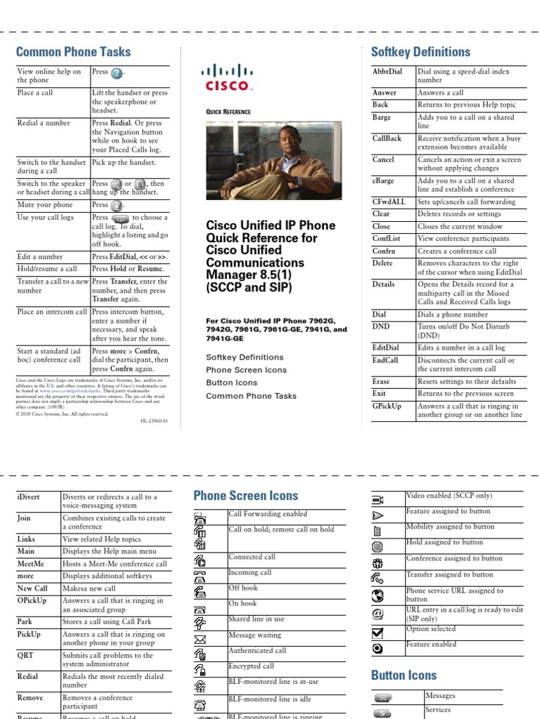 Cisco Unified IP Phone 7962, 7961, 7942 and 7941 Quick Reference For ...