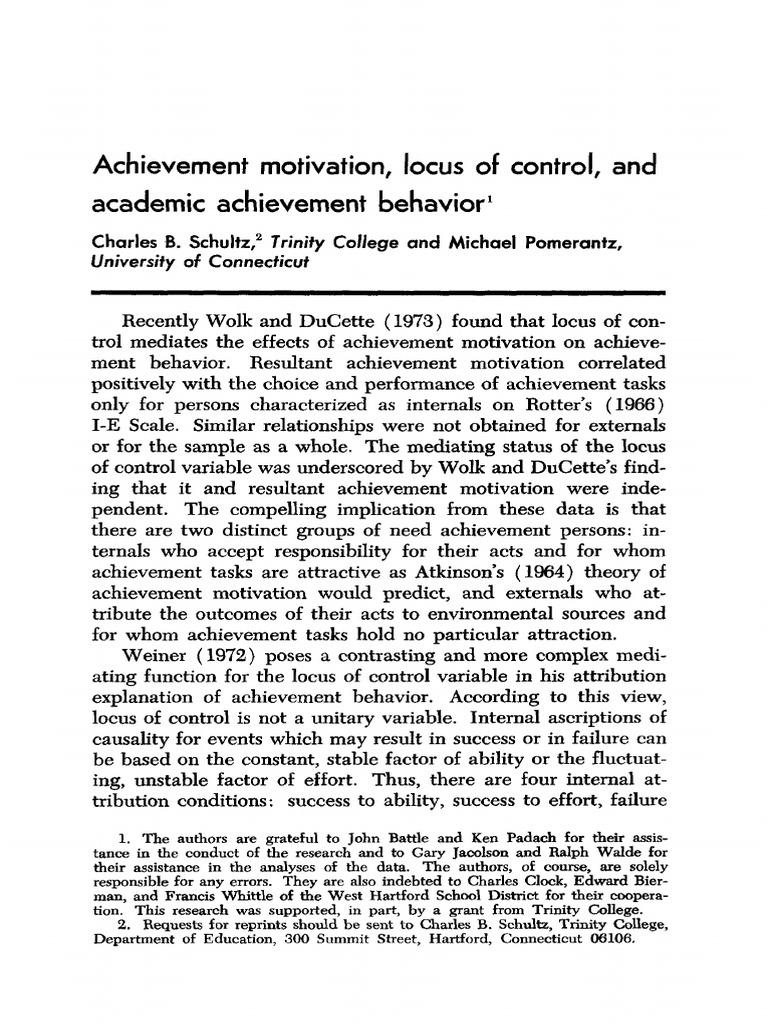Achievement Motivation, Locus of Control, and Academic Achievement ...
