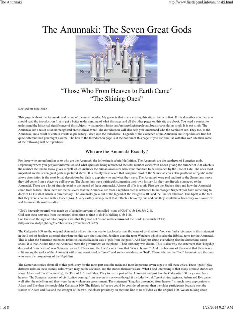 The Anunnaki | PDF | Genesis Creation Narrative | Ancient Semitic Religions