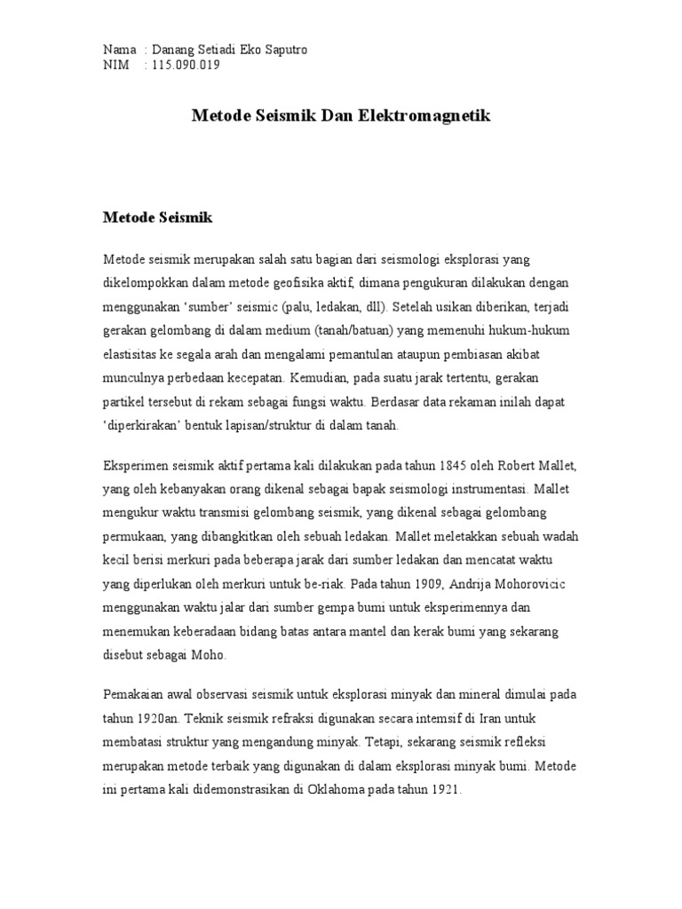 Metode Seismik Dan Elektro Magnetik | PDF