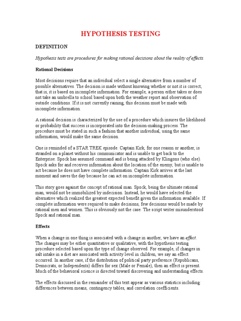 Hypothesis Testing Pdf Statistical Hypothesis Testing Null Hypothesis 0700