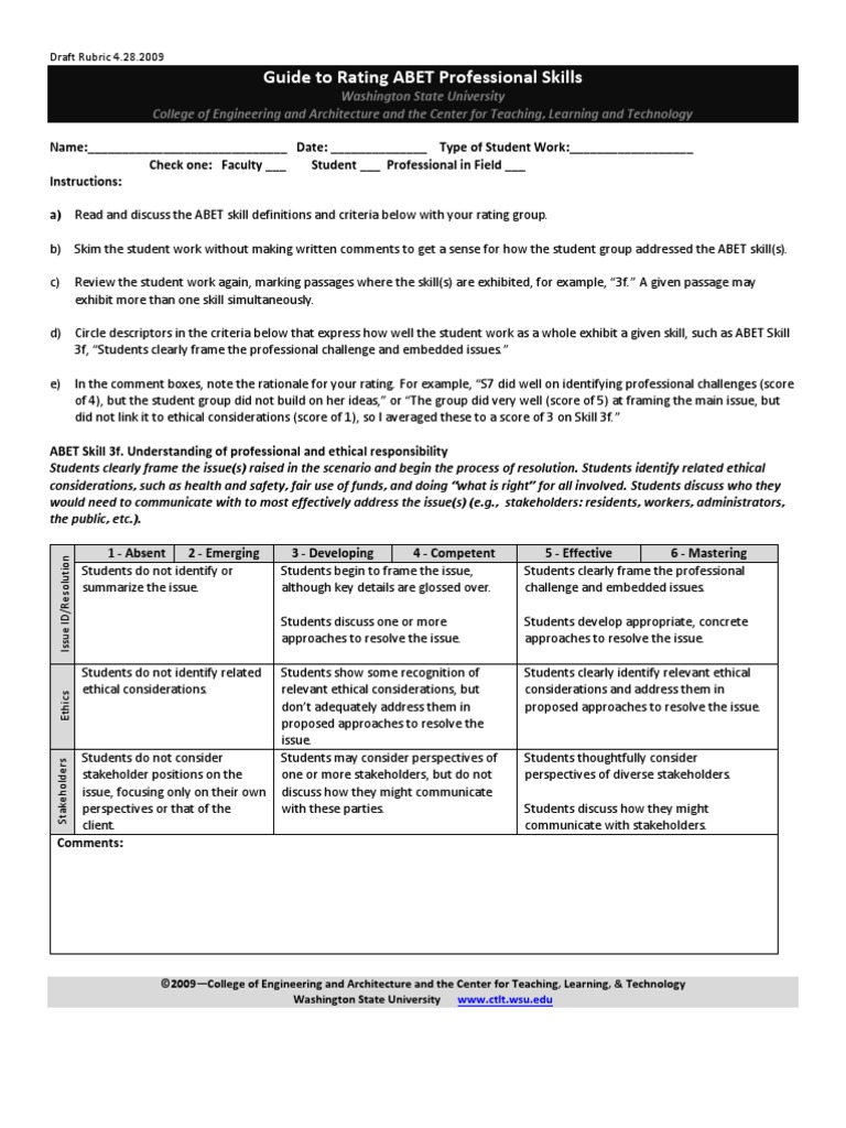 ABET Professional Skills Rubric | PDF | Consensus Decision Making ...