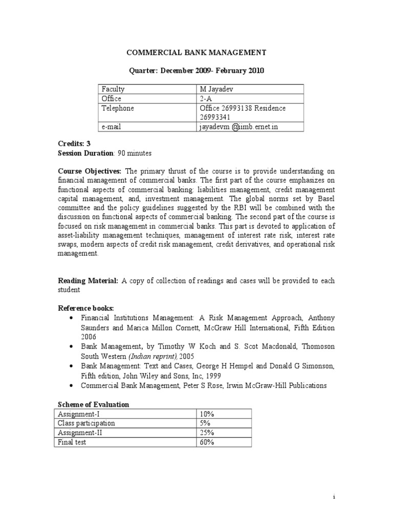 Commercial Bank Management | PDF | Economic Institutions | Valuation ...