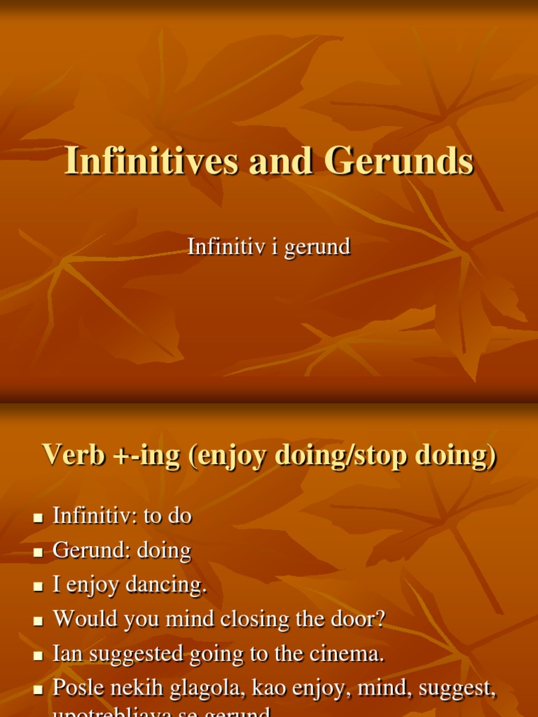 Infinitives and Gerunds: Infinitiv I Gerund | PDF