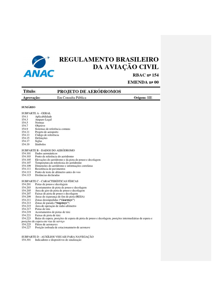 Minuta RBAC 154 | PDF | Pista | Aeroporto