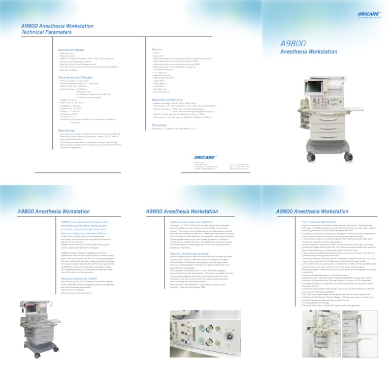 A9800 Anes. Machine | PDF | Monitoring (Medicine) | Oxygen