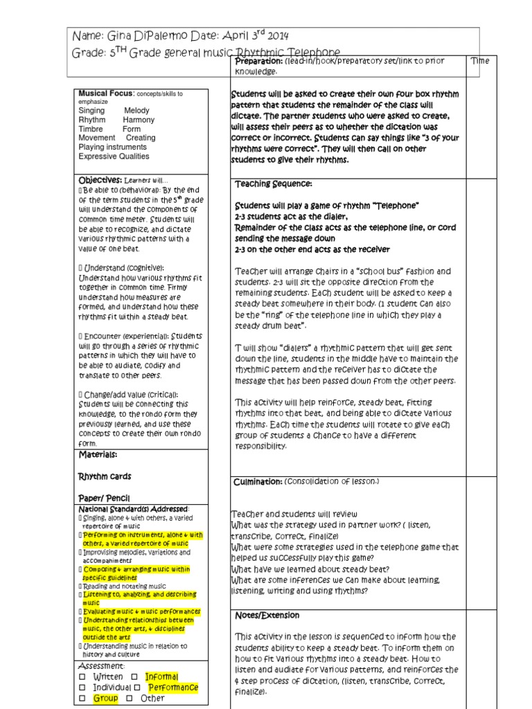 5th Grade Rhythm Games | PDF | Rhythm | Learning