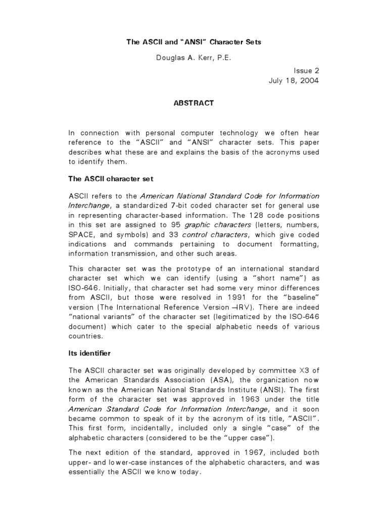 Ascii Ansi | PDF | Ascii | Character Encoding