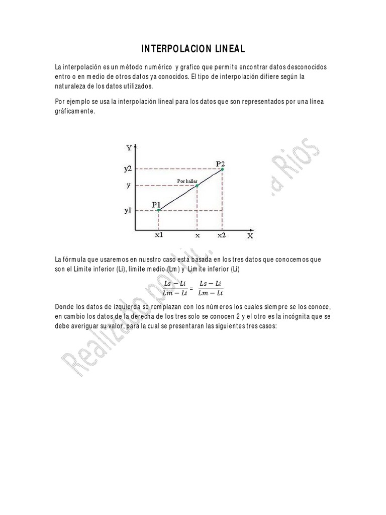 Interpolación Lineal: Casos y Fórmulas | PDF | Relaciones matematicas ...
