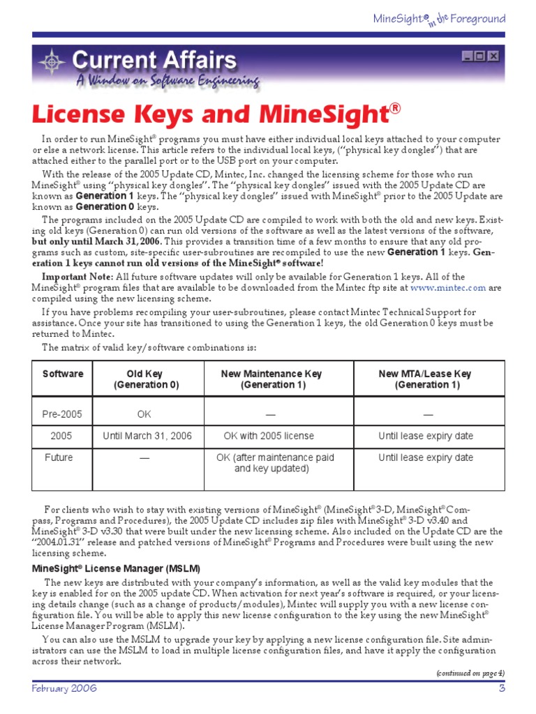 MSLM-License Keys and MineSight-200602 | PDF | Information Technology ...