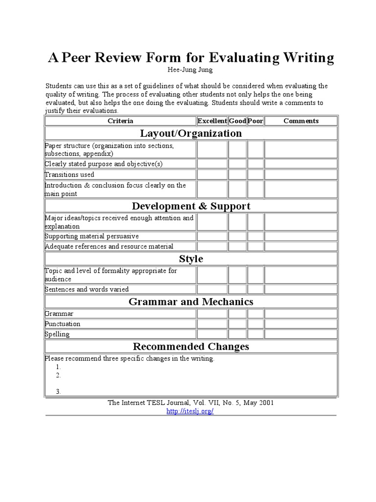 Peer Review Guidelines for Writing Evaluation | PDF | Art