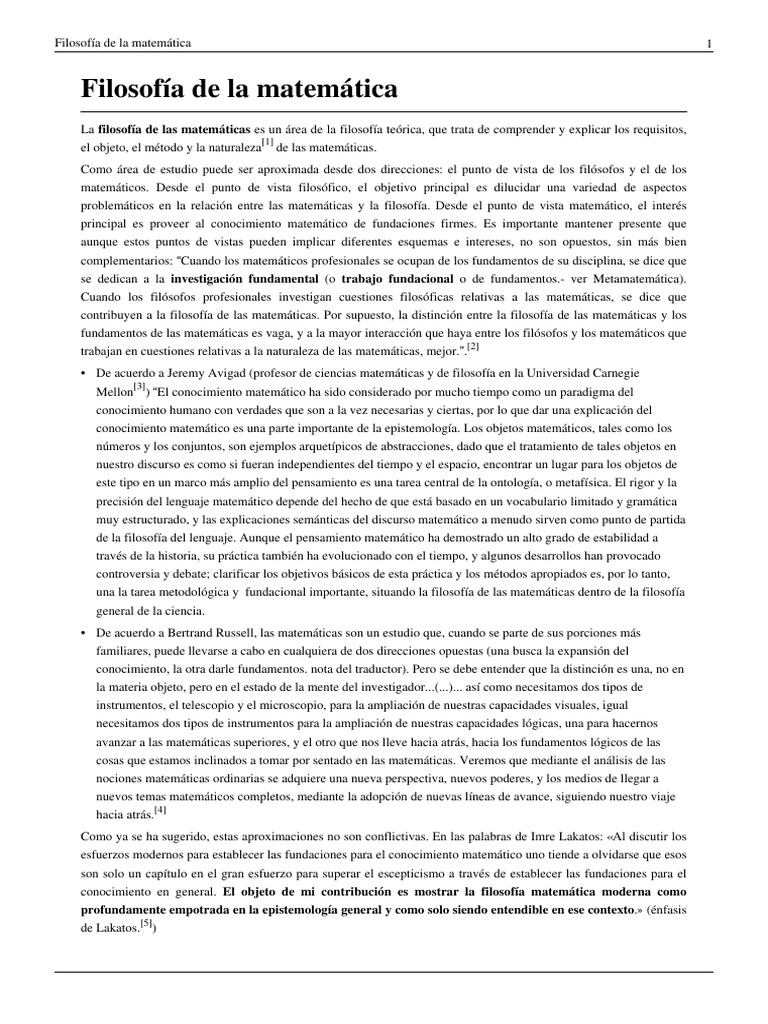 Filosofía de La Matemática | PDF | Teorías filosóficas | Movimientos ...