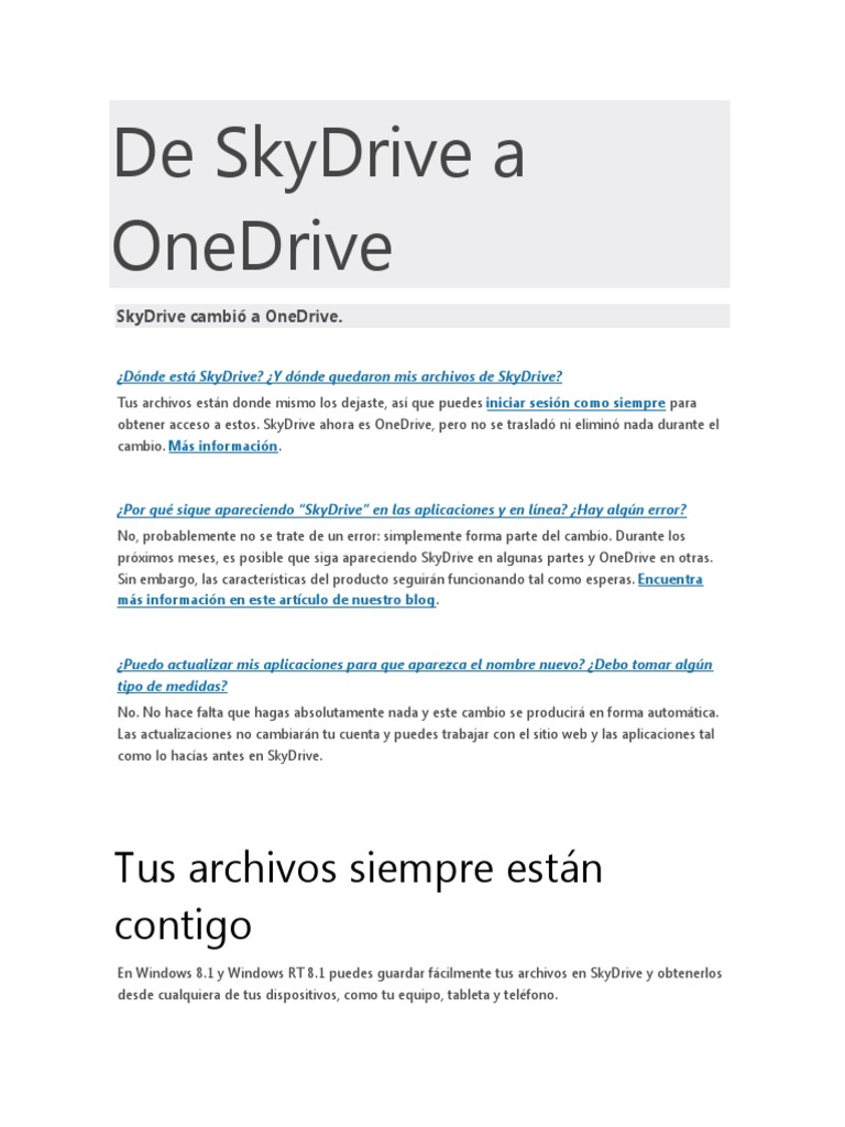 SkyDrive A OneDrive | PDF | Windows 8 | Archivo de computadora