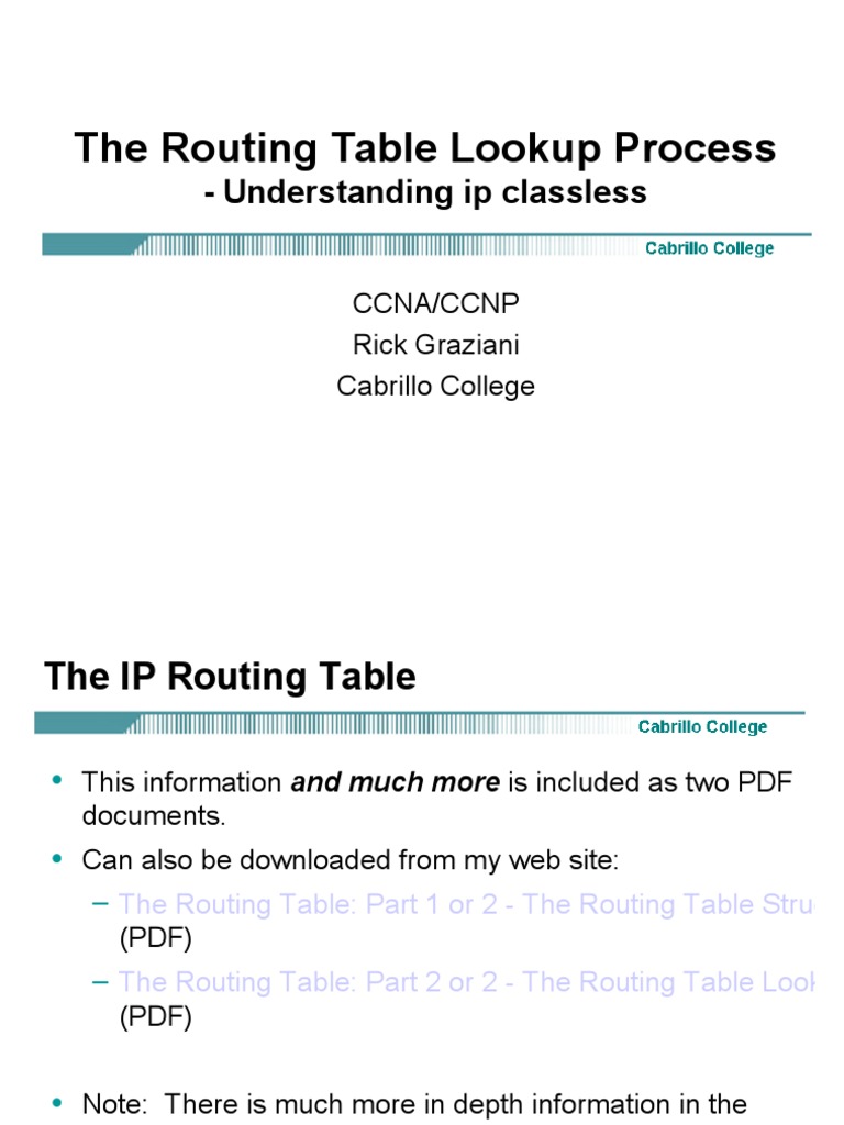 Routing Table Lookup Explained | PDF | Router (Computing) | Ip Address