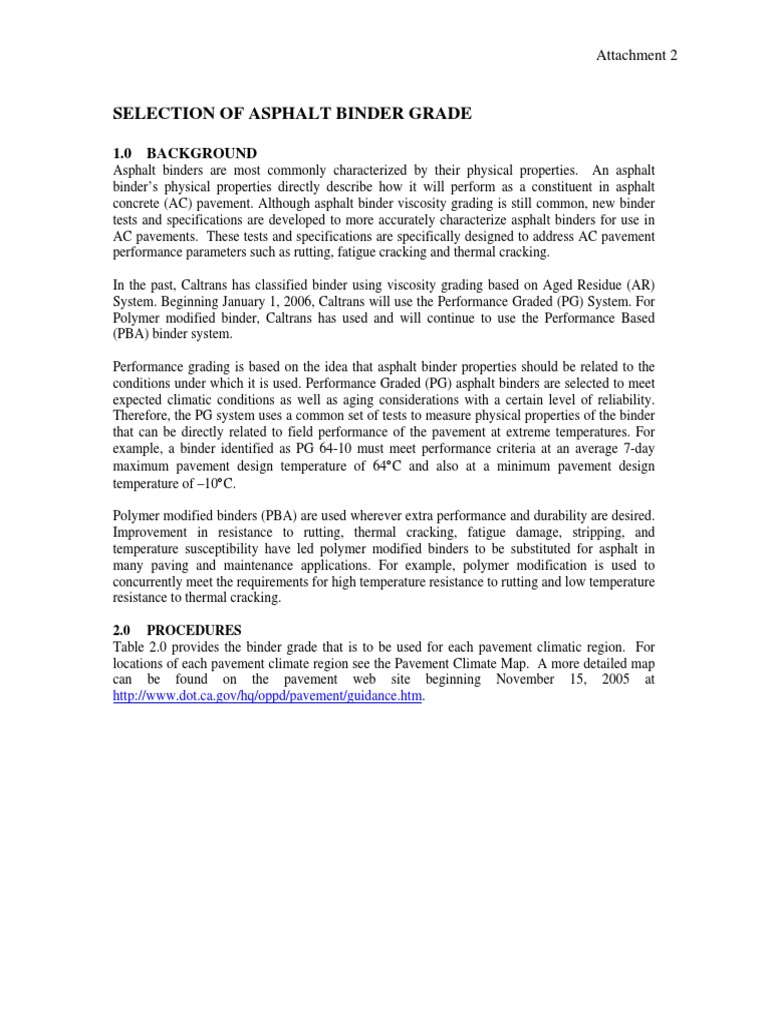 Selection of Asphalt Binder Grade: 1.0 Background | PDF | Road Surface ...