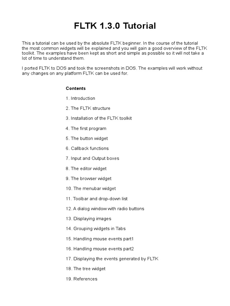 FLTK Tutorial - FLTK Tweaks | PDF | Button (Computing) | Library ...