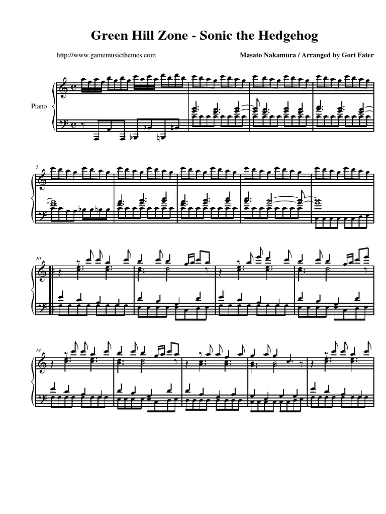 Green Hill Zone - Sonic The Hedgehog | PDF | Consoles de jeux vidéo de ...
