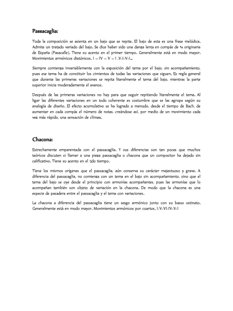 Passacaglia y Chacona | PDF