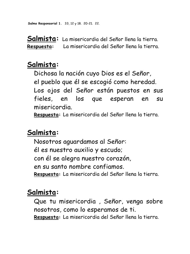 Salmo Responsorial N 33 | PDF