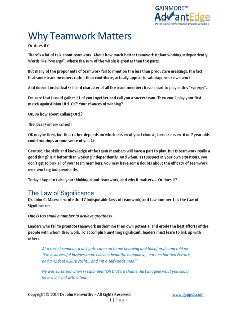 Why Teamwork Matters... or Does It? | PDF | Situation Awareness ...