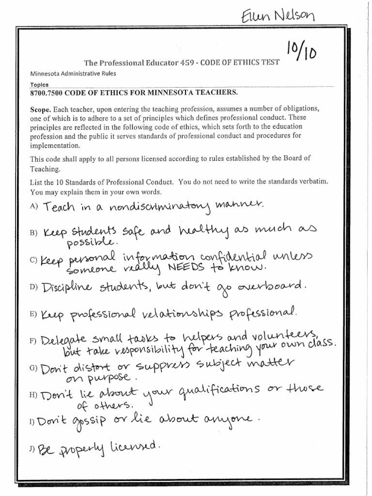 Ethics Test | PDF | Profession | Social Institutions