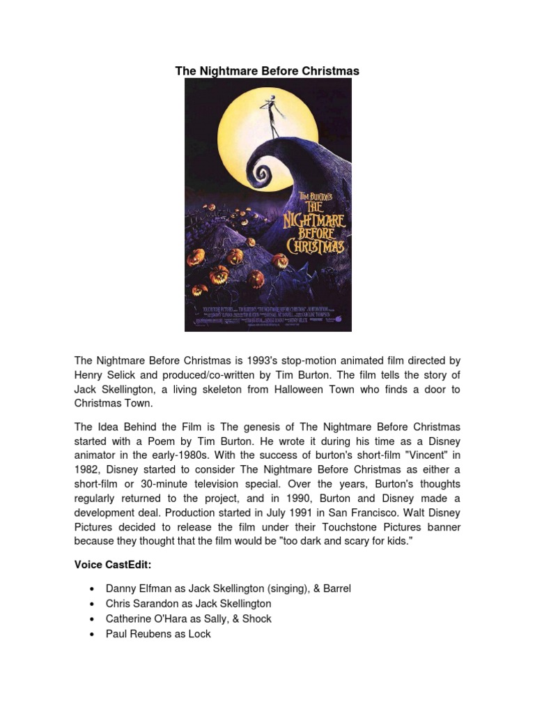 The Nightmare Before Christmas | PDF | Christmas | Animation