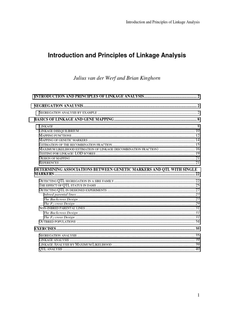 Introduction and Principles of Linkage Analysis | PDF | Genetic Linkage ...