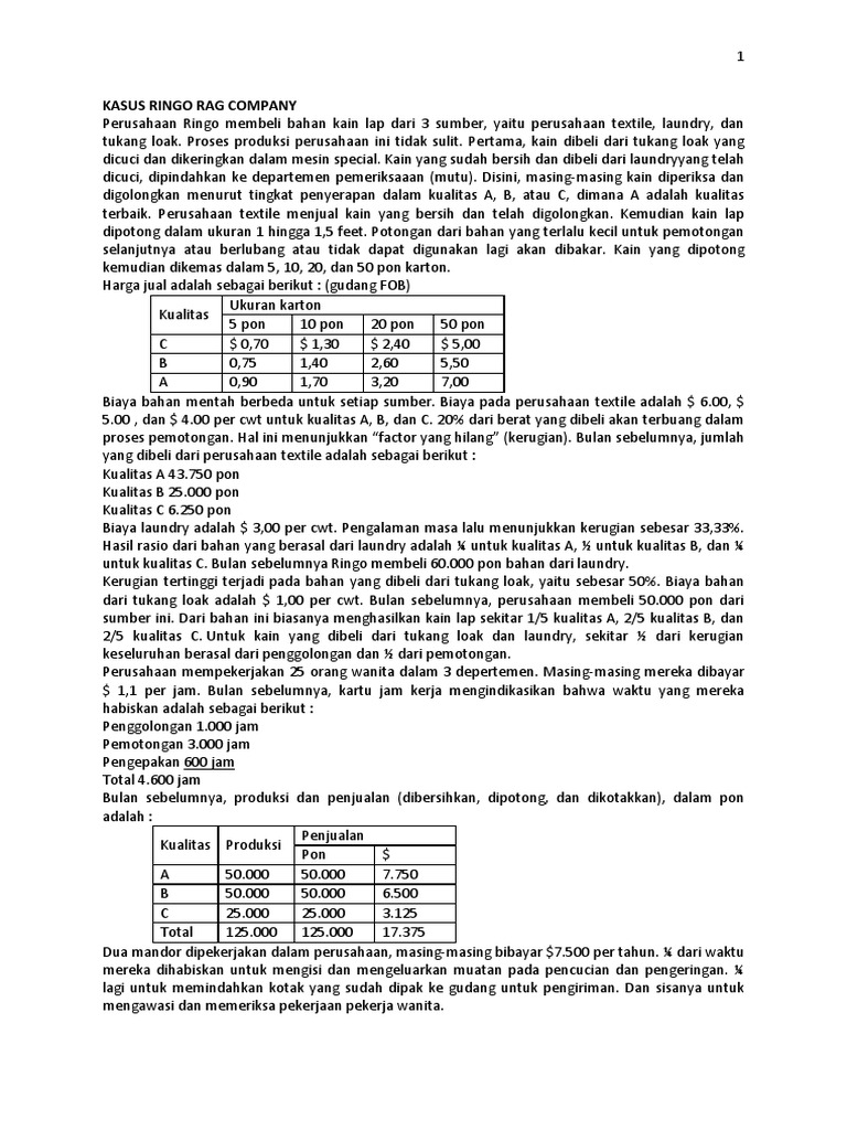 Kasus Ringo Rag Company | PDF