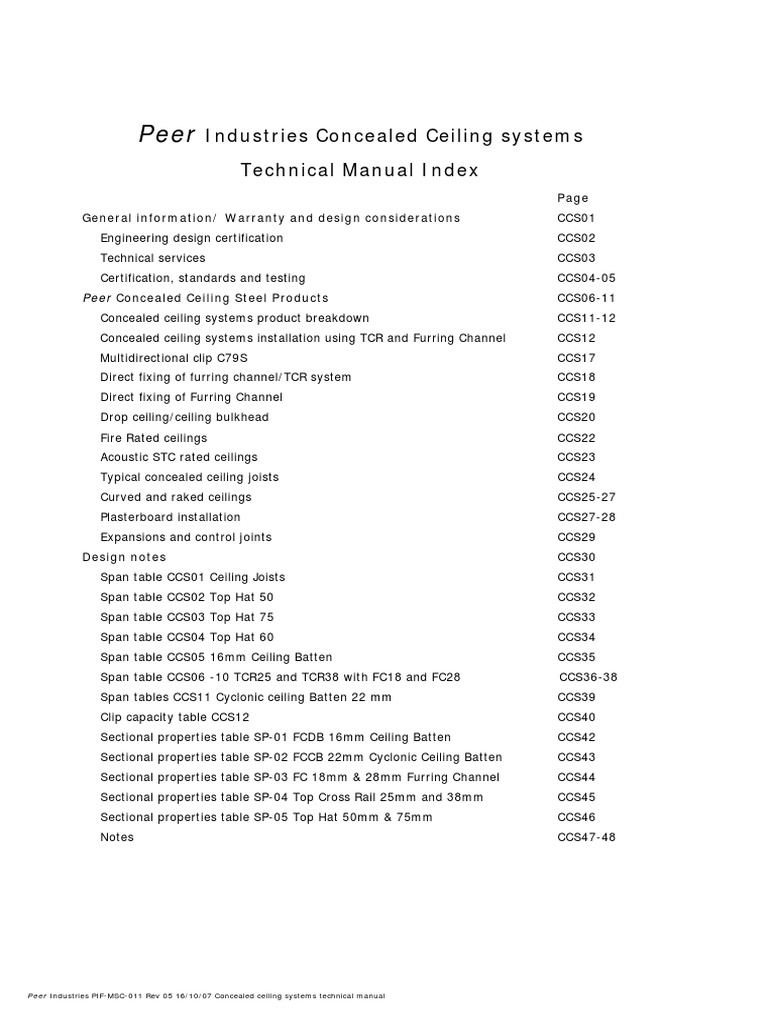 Concealed Ceiling System Technicalmanual | PDF | Drywall | Framing ...