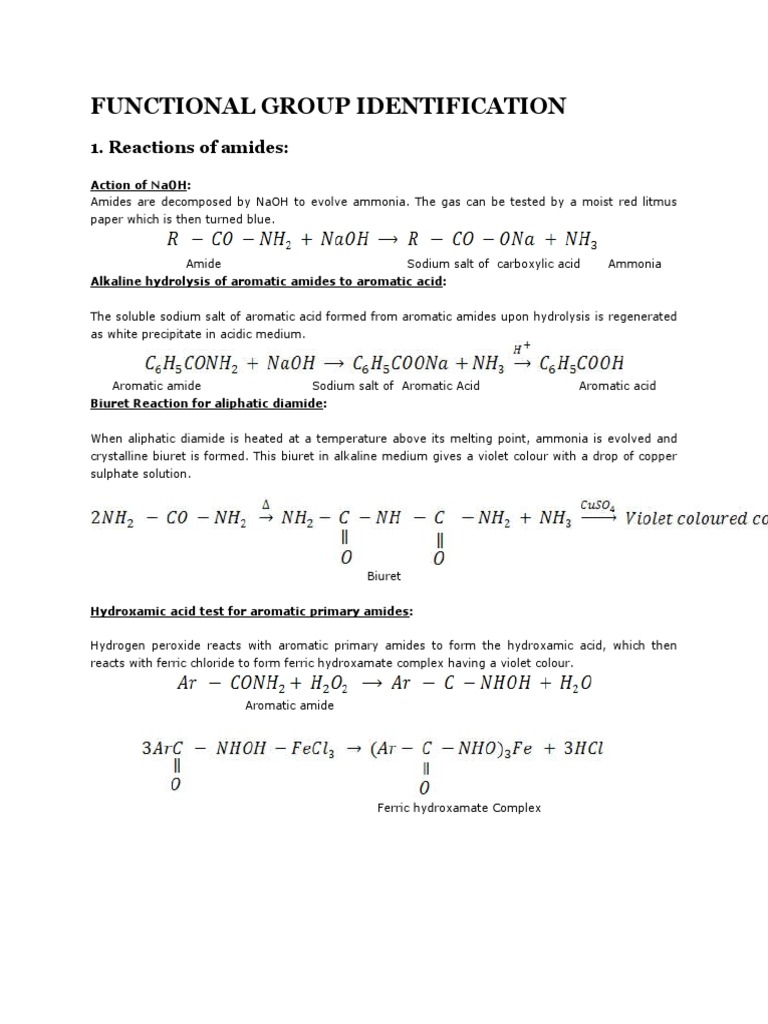 Amide Functional Group Tests | PDF | Amine | Sodium Hydroxide