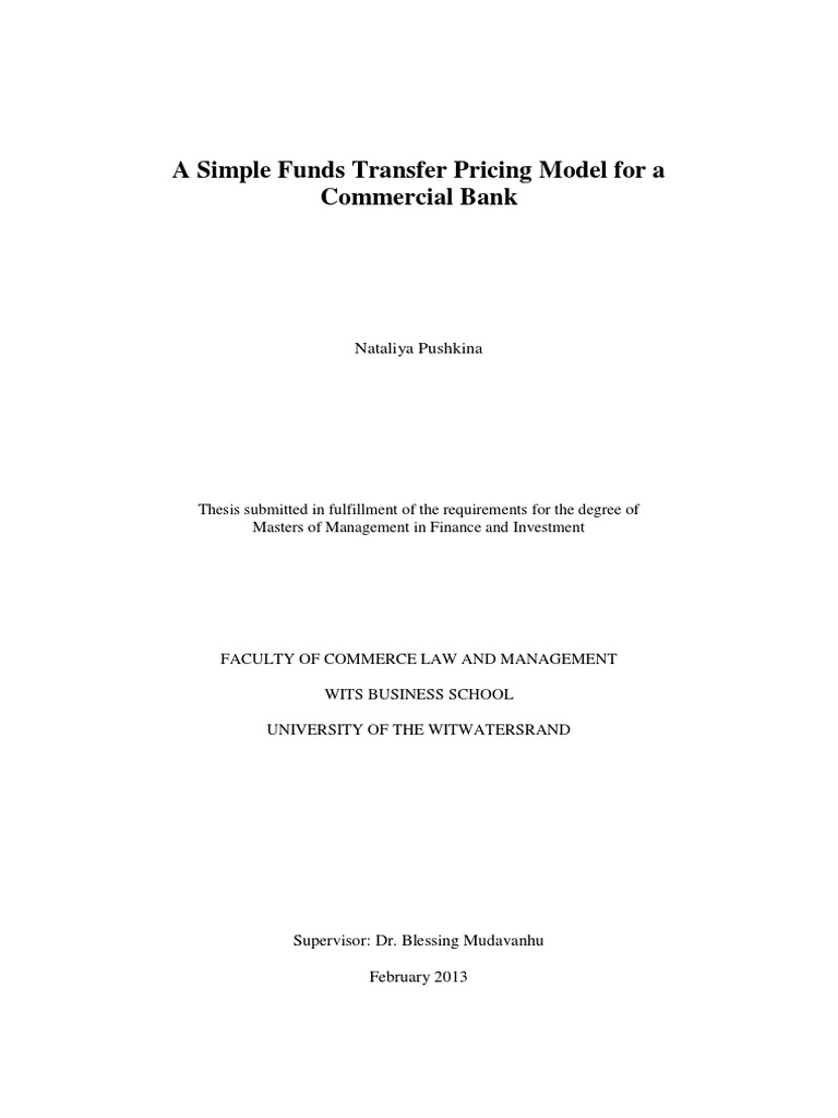 A Simple FTP Model For A Commercial Bank | PDF | Banks | Market Liquidity