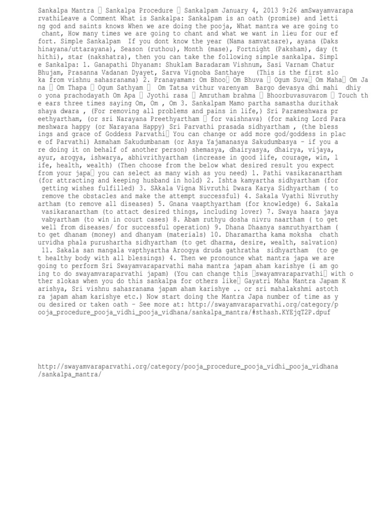 Sankalpam | PDF | Hindu Deities | Hindu Philosophy