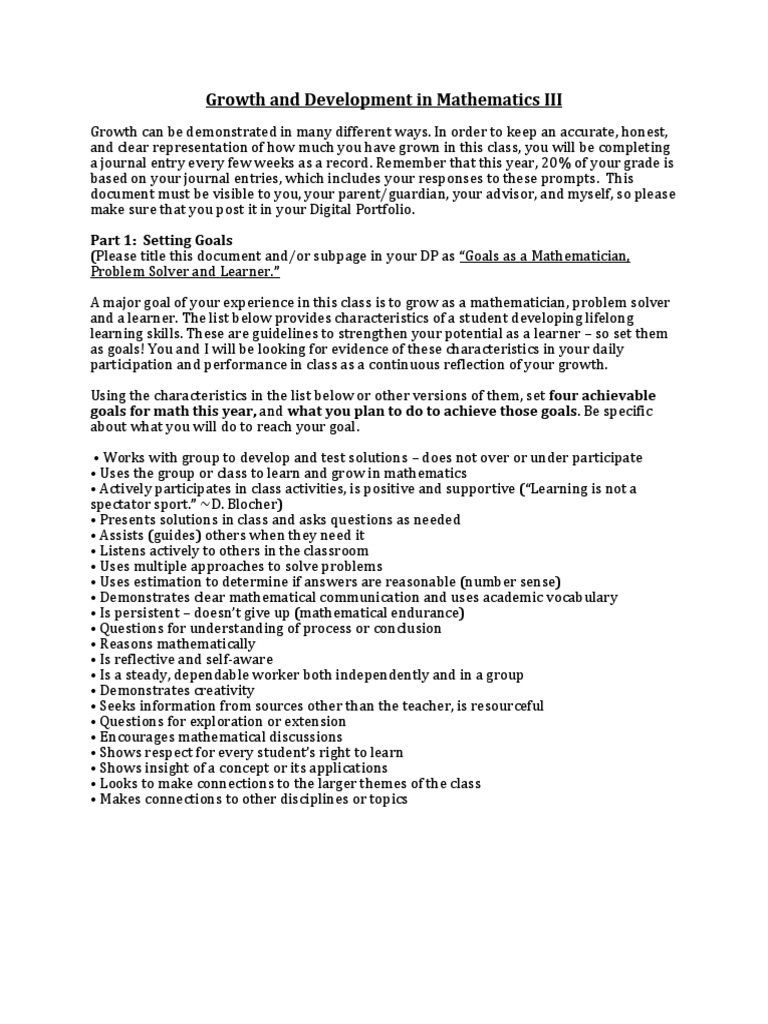 Growth and Development Reflection | PDF | Teaching Mathematics ...