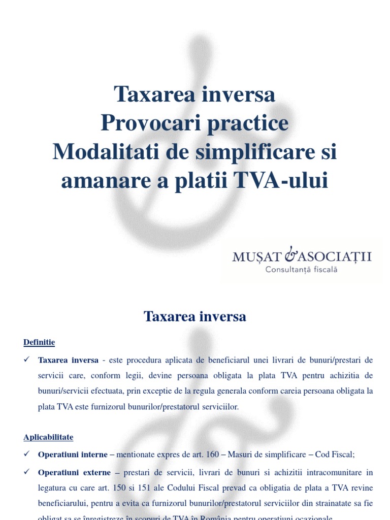 TAXARE INVERSA Consultanta Fiscala | PDF