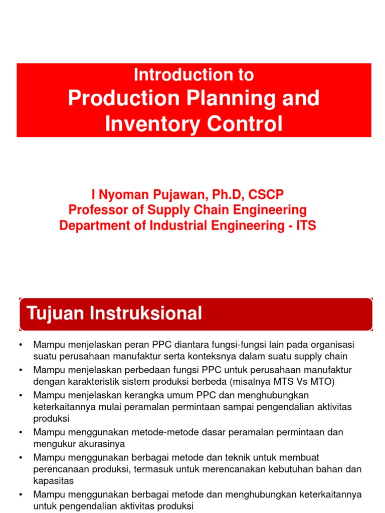 Lecture 1 Introduction To PPIC | PDF | Manajemen Operasi | Inventaris