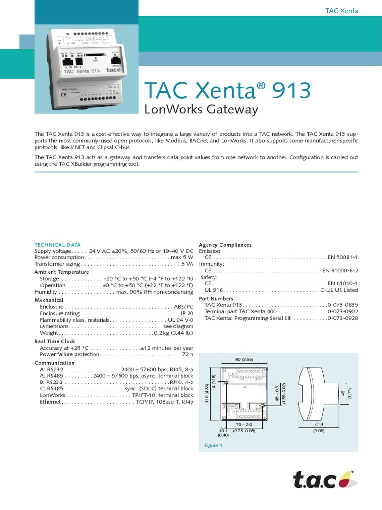 TAC Xenta 913 Data Sheet TAC Xenta 913 2.0.0 | PDF | Computer Network ...