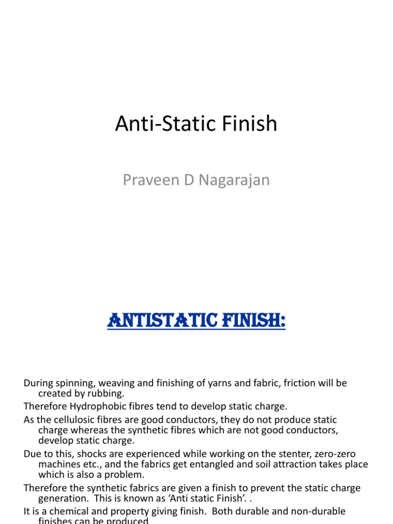 Anti Static Finish | Download Free PDF | Fibers | Synthetic Fiber