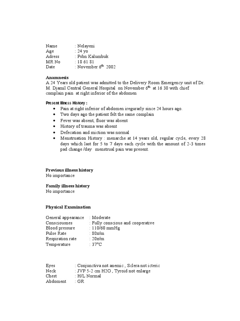 Anamnesis: Present Illness History | Download Free PDF | Women's Health ...