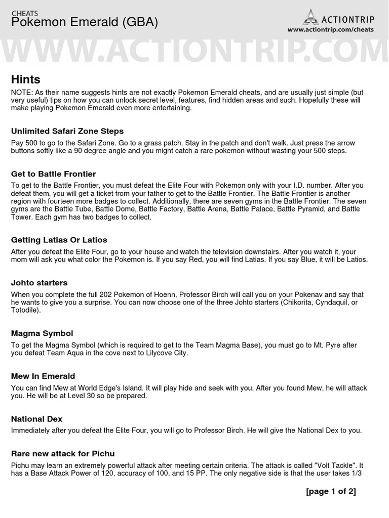 Pokemon Emerald Tips and Secrets Guide | PDF