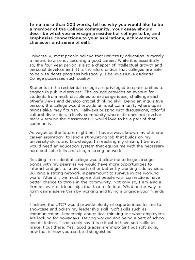 In No More Than 500 Words | Critical Thinking | Community