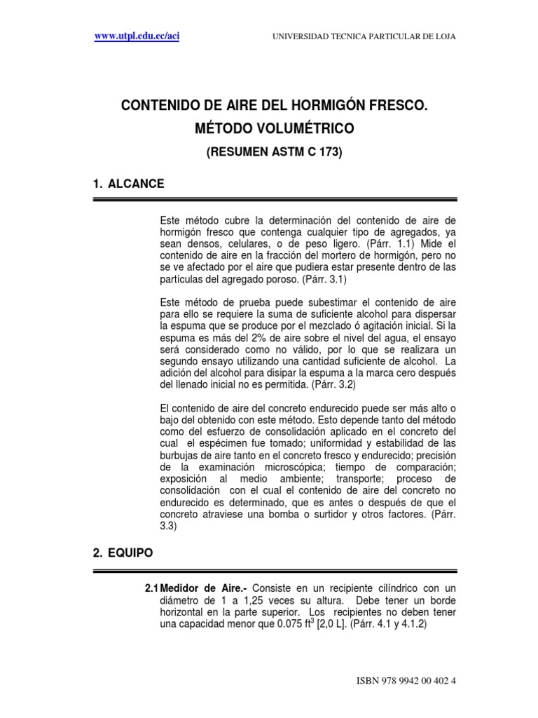 Resumen ASTM C173 | PDF | Tecnología