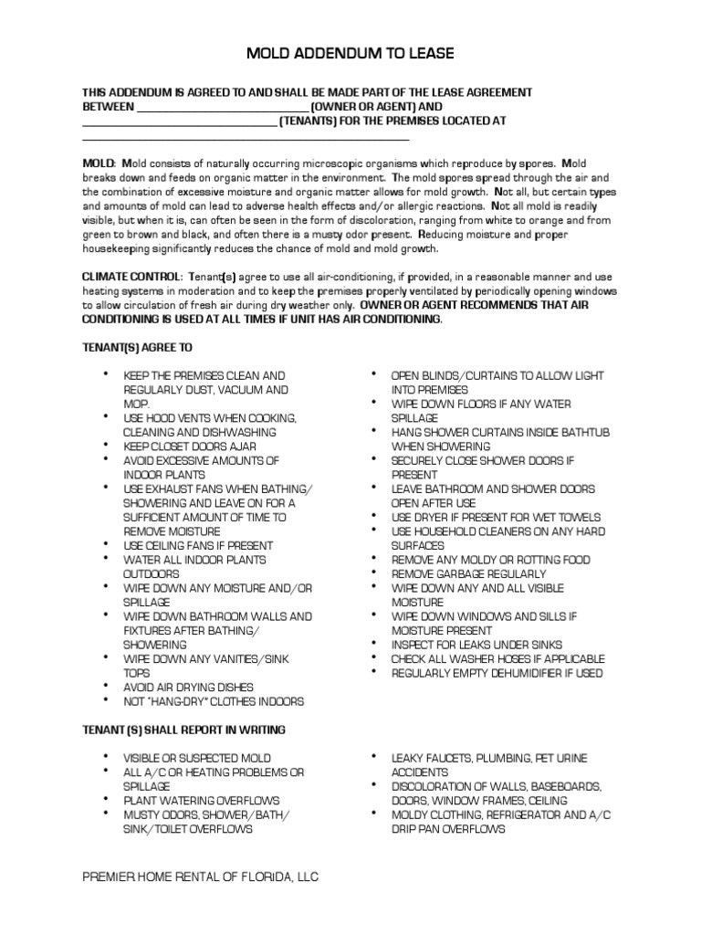 PDF - Mold Addendum To Lease | PDF