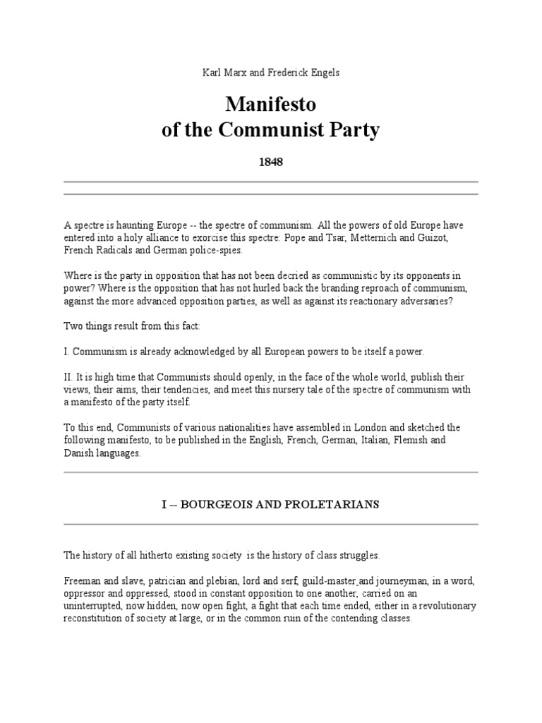 Communist Manifesto | PDF | Bourgeoisie | Communism