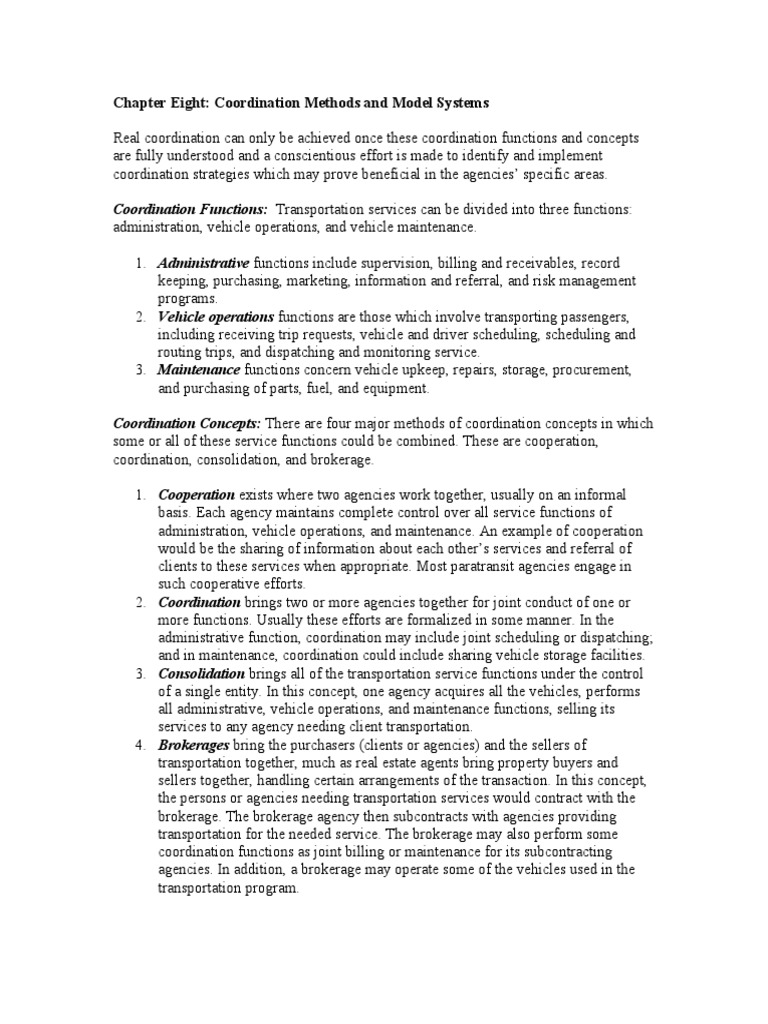 Coordination Methods in Transportation | PDF | Public Transport ...