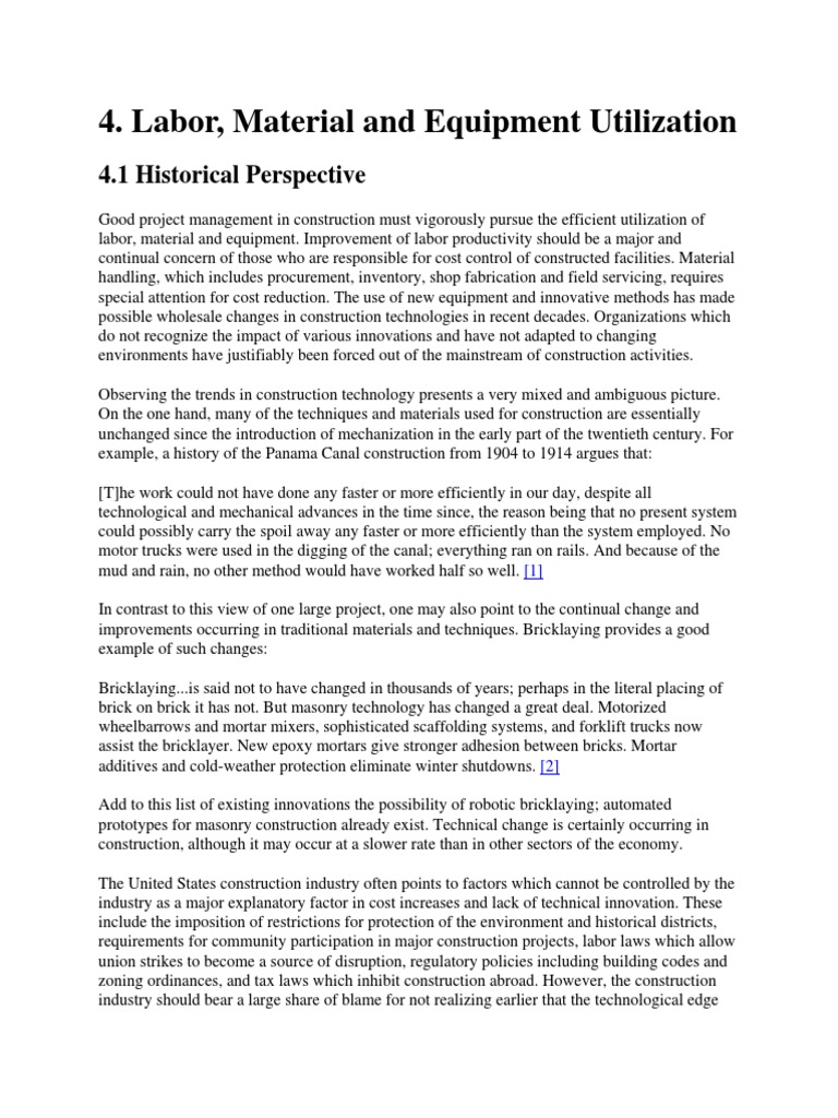 4 Labor, Material and Equipment Utilization | PDF | Employment | Inventory