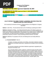 NOTES On AMLA (RA 9160) | PDF | Money Laundering | Securities (Finance)